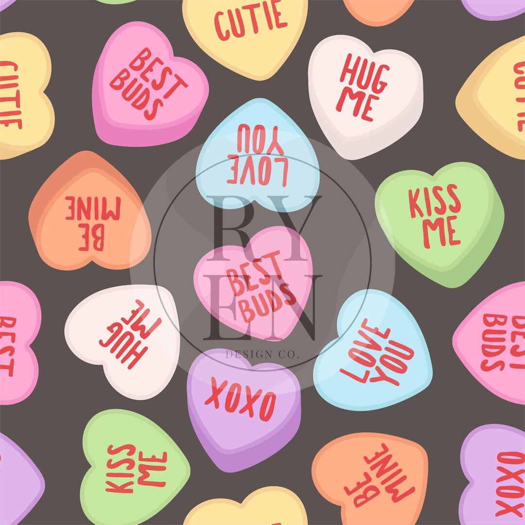 Valentines Candy Heart Digital Download Seamless File - Etsy