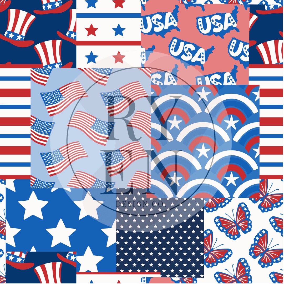 Fourth of July Collage Digital Download Seamless File - Etsy