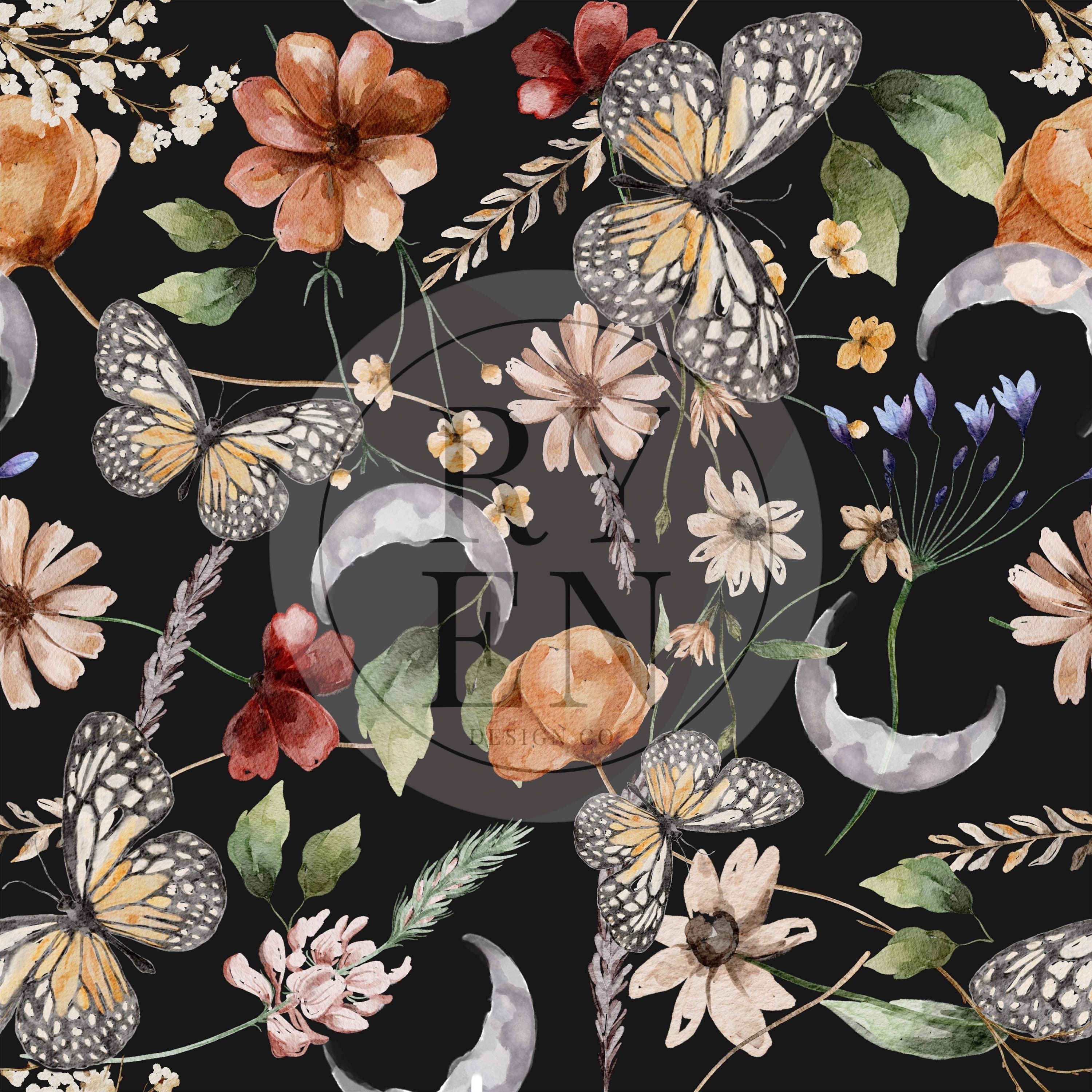 Dark Wild Flowers Digital Download Seamless File - Etsy