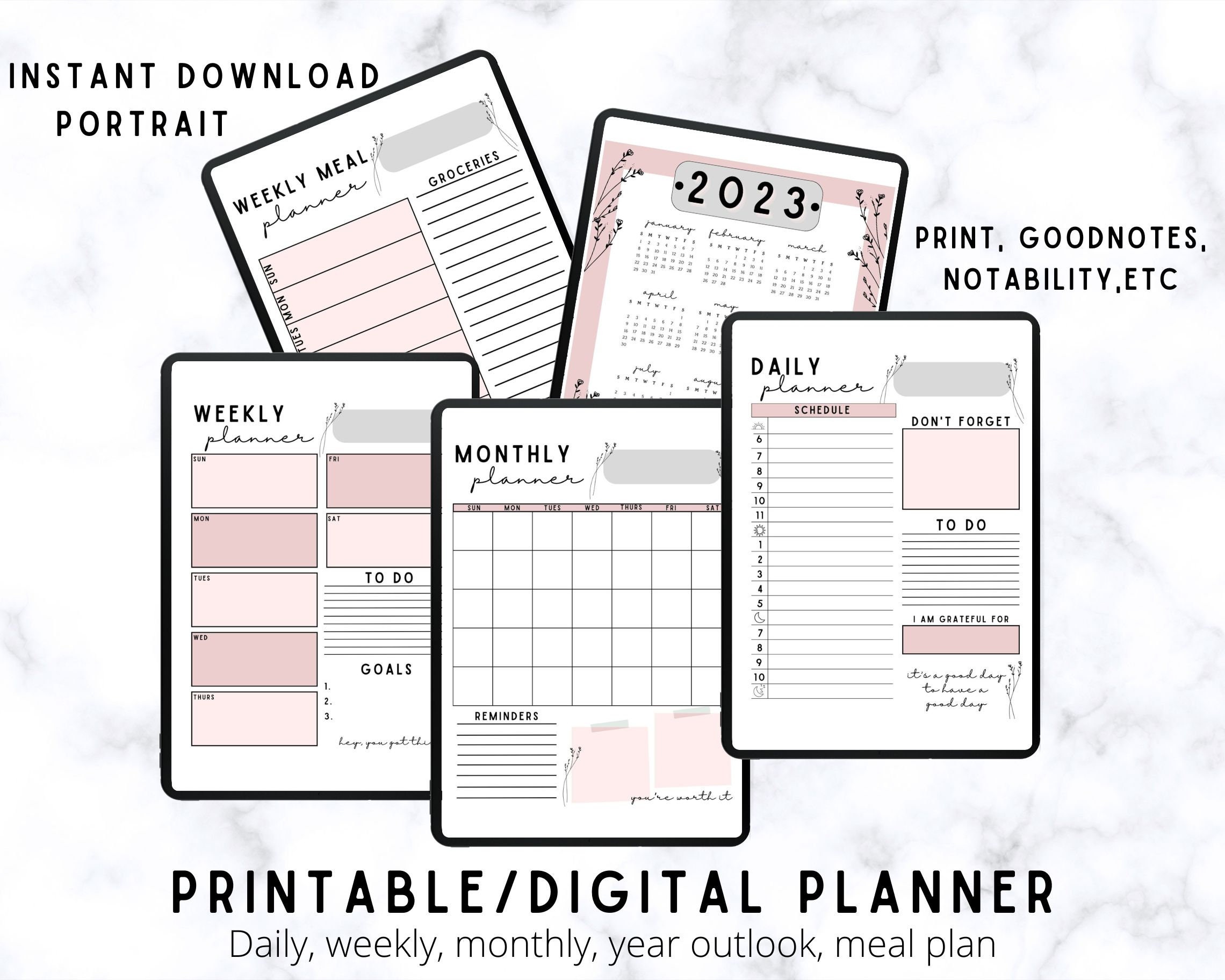 Simple Positive Printable/digital Planner for Goodnotes, Notability ...