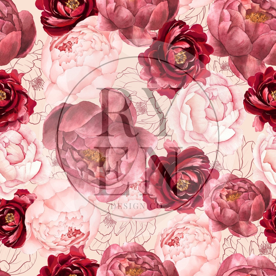 Pink Peony Digital Download Seamless File - Etsy