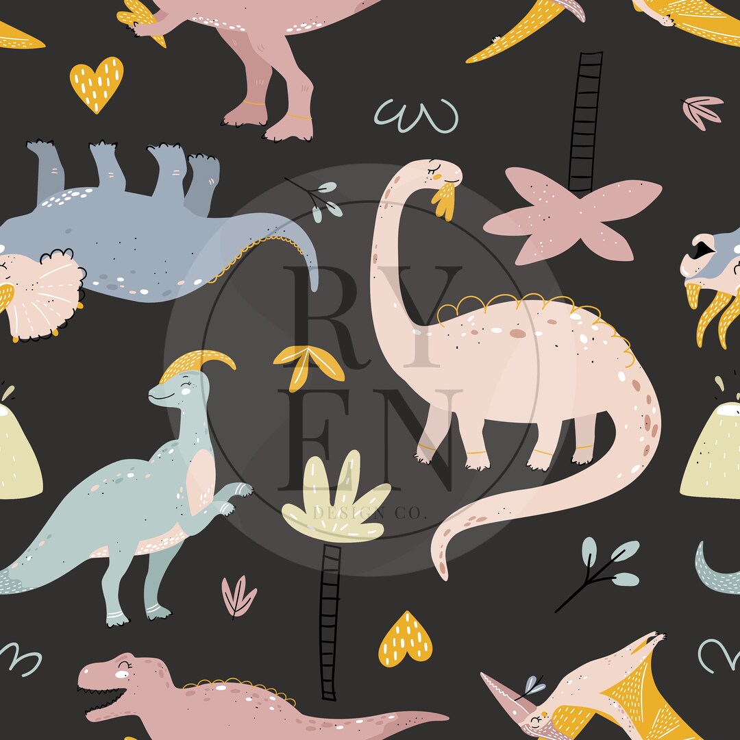 Pastel Dino Digital Download Seamless File - Etsy