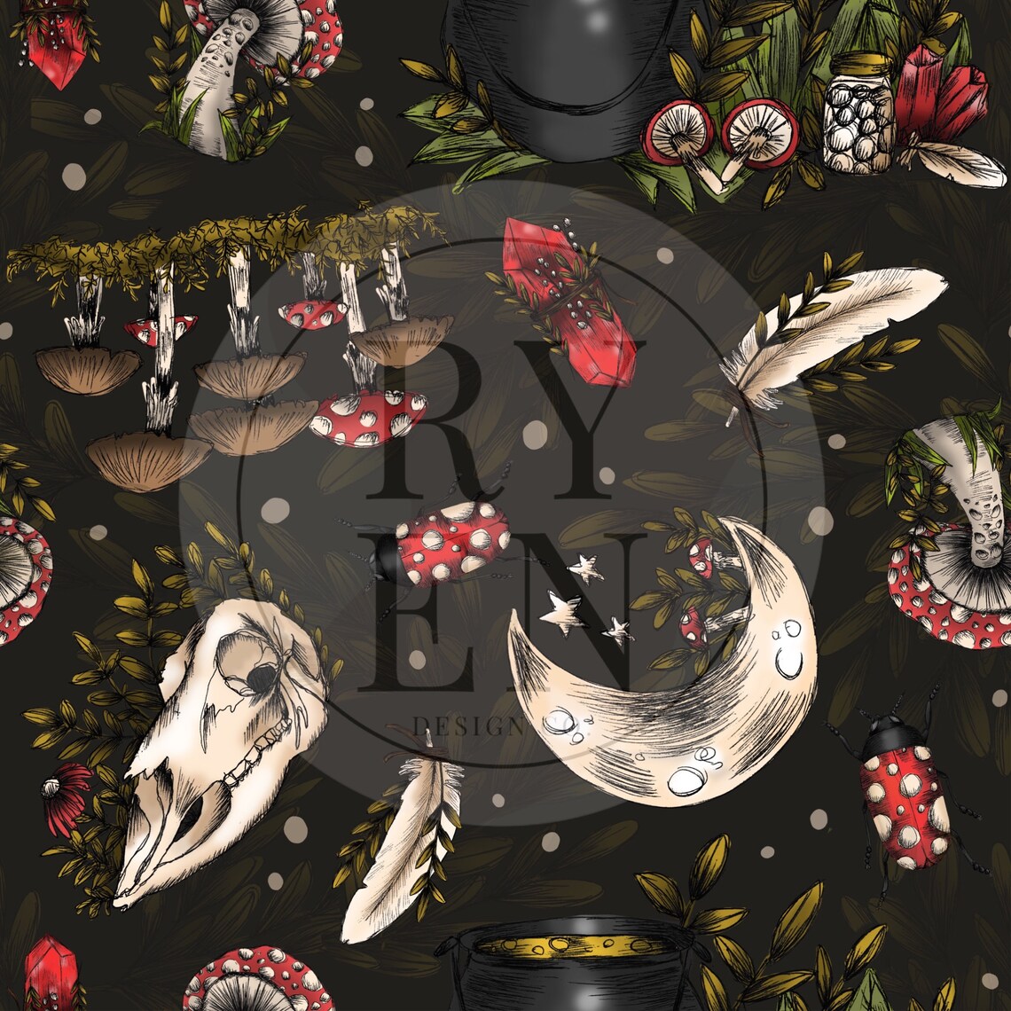 Dark Cottage Core Digital Download Seamless File - Etsy