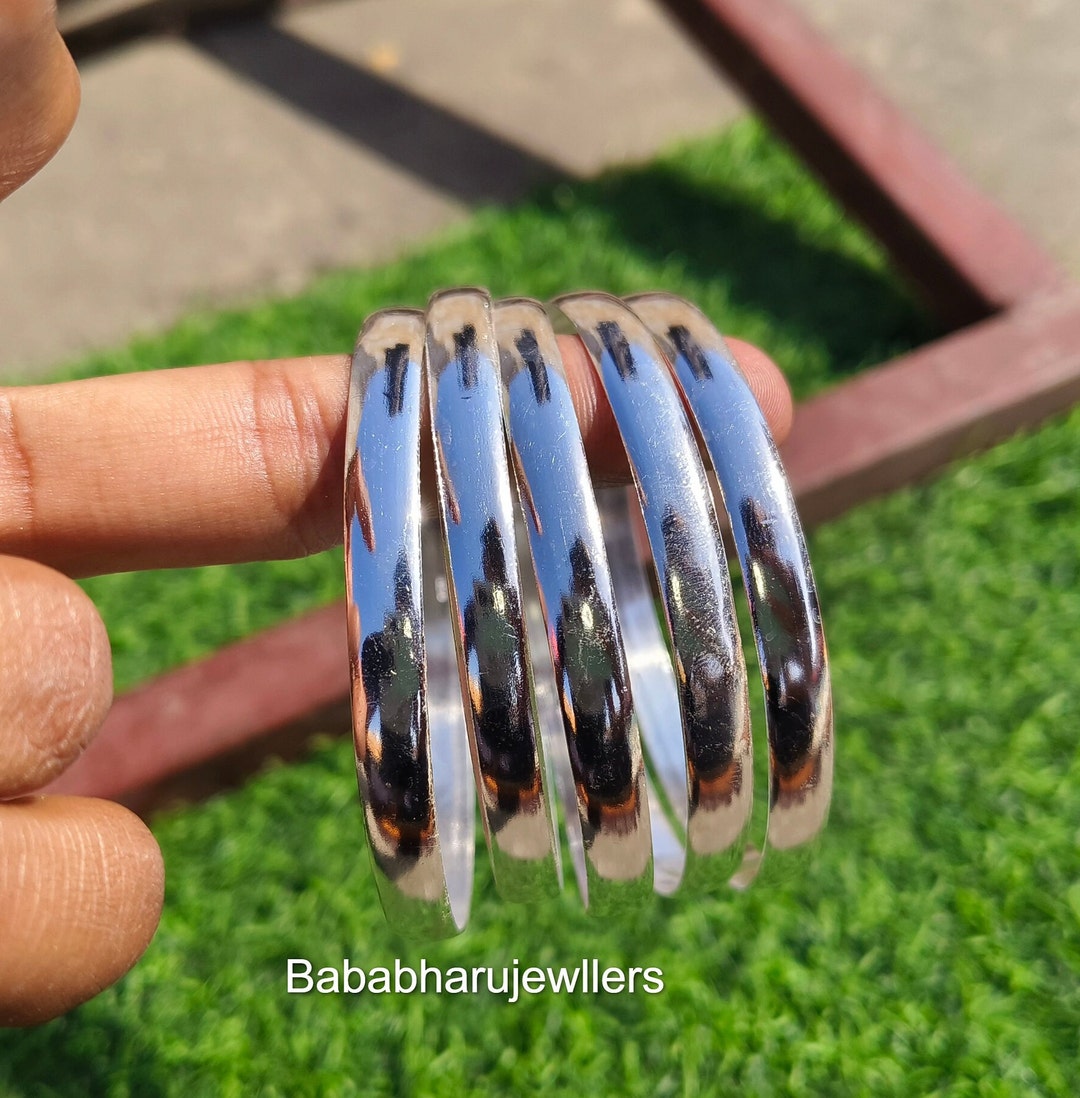 Sterling Silver Bangle, Thick Set of 5 Bangle, West Indian Bangle for ...