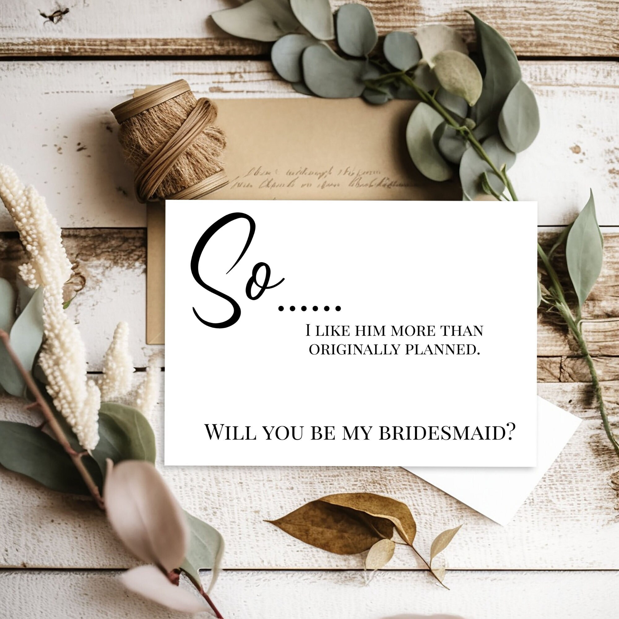 Funny Bridesmaid Proposal Card Template, Printable Minimalist Will You ...