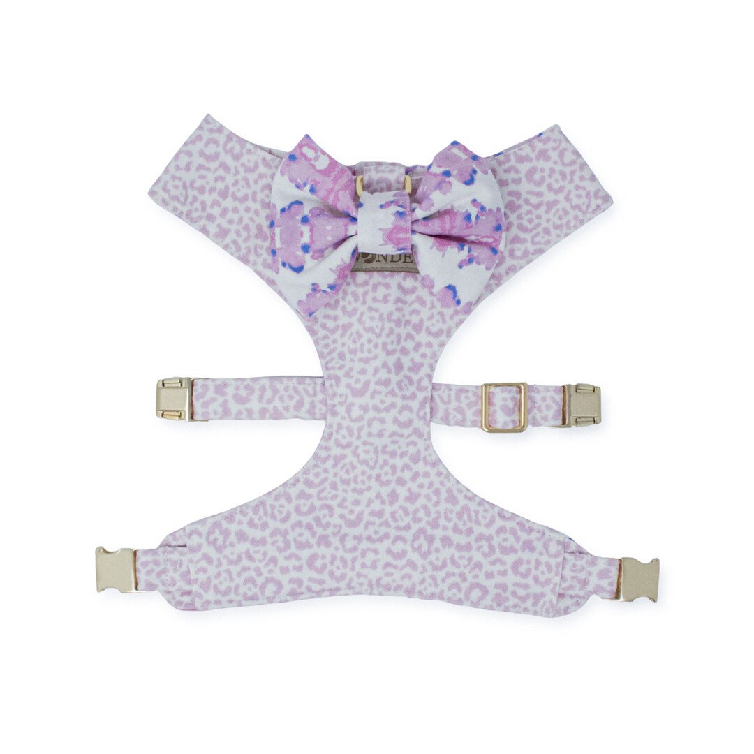 Leopard Print Dog Harness Girl, Reversible Dog Harness With Bow Tie ...