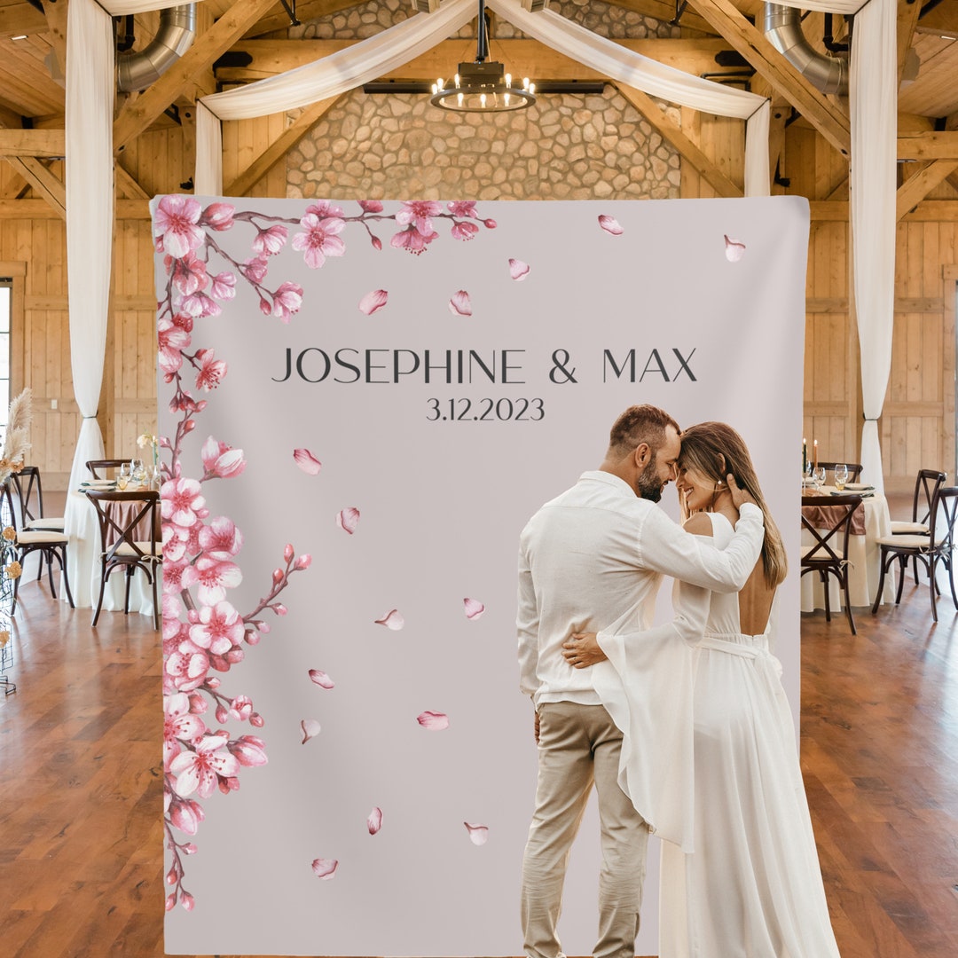 Custom Wedding Photo Booth Backdrop Wedding Decorations Cherry Blossoms ...