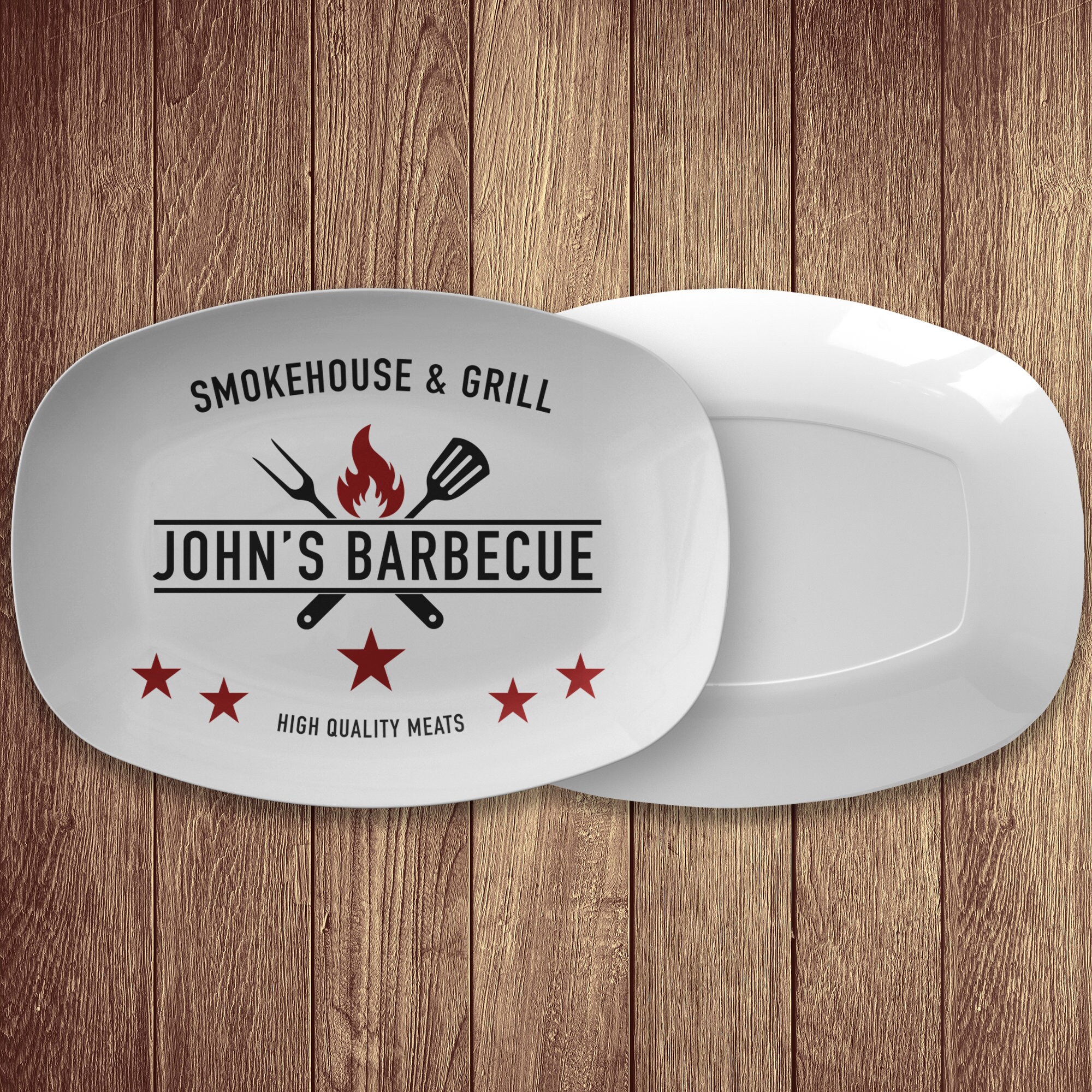 Personalized BBQ Platter Smokehouse & Grill Barbecue Platter With Name ...