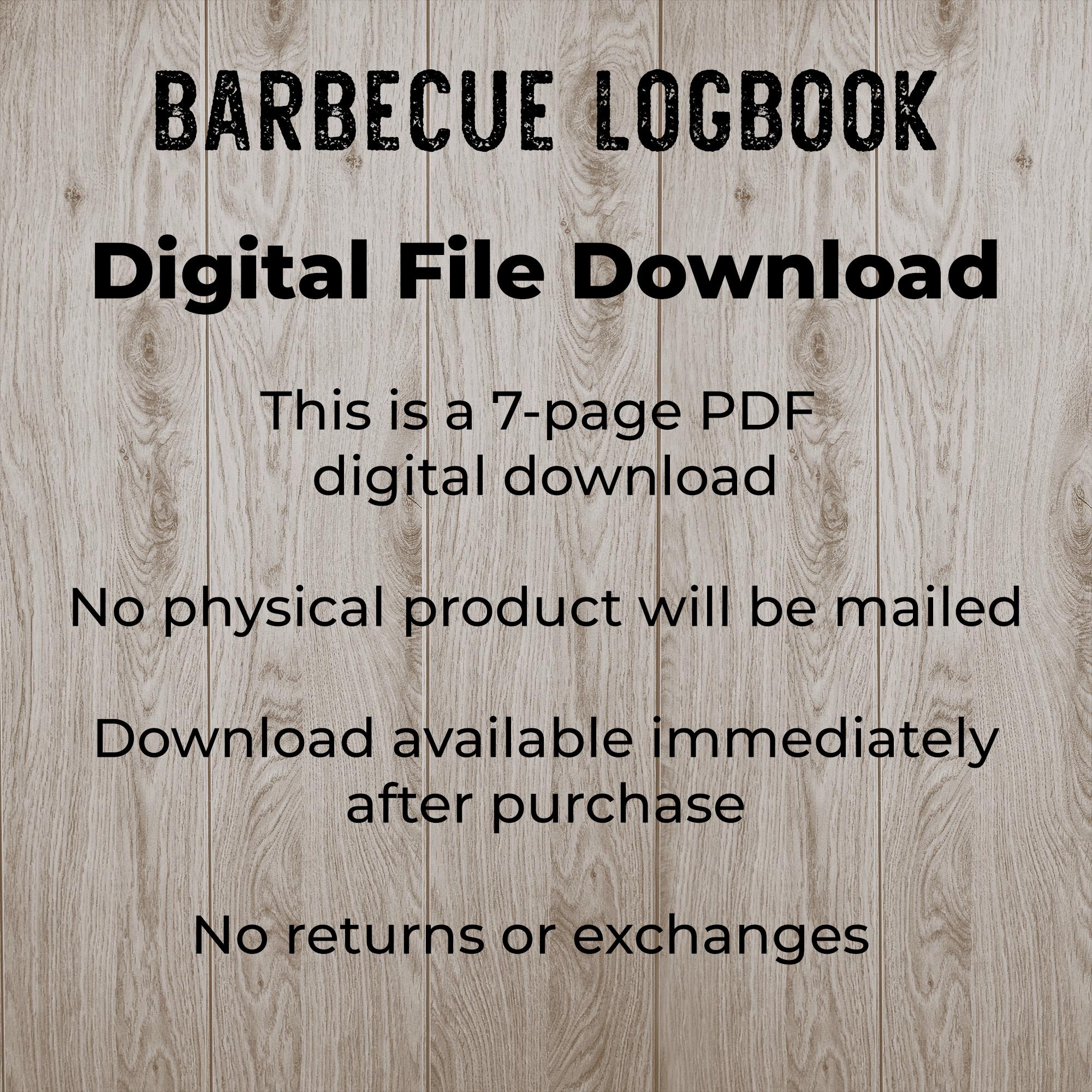 Printable BBQ Logbook & Smoker Journal | Digital Barbecue Recipe ...
