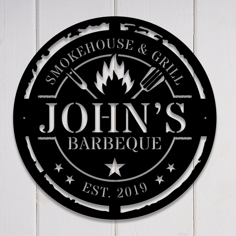 Personalized Metal BBQ Sign Personalized Metal Grilling Sign Outdoor ...