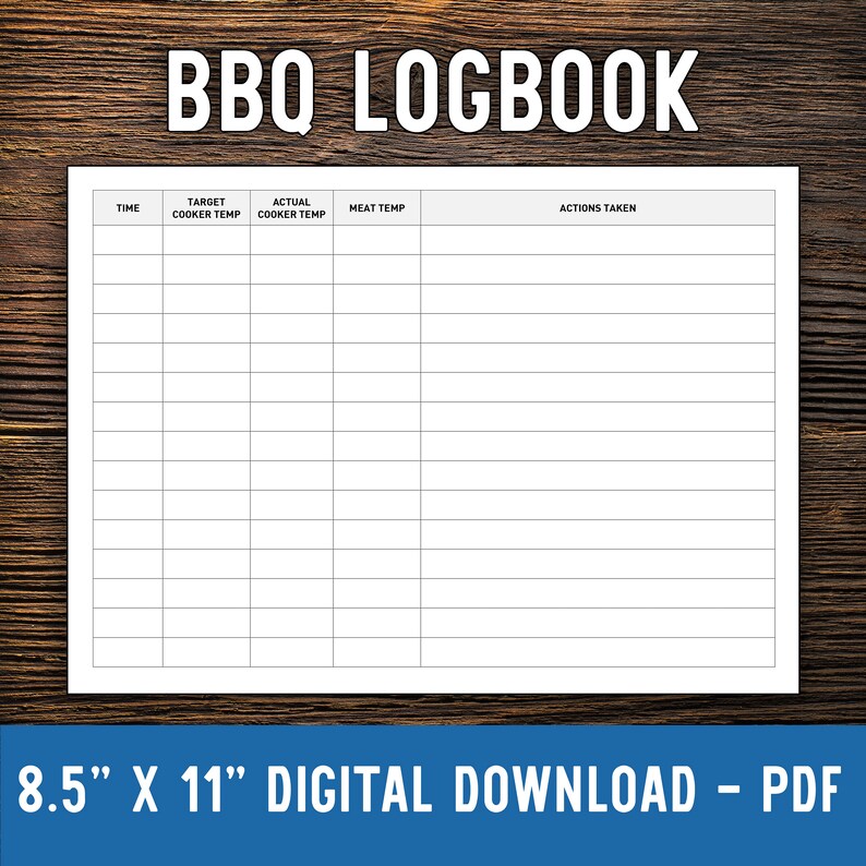 BBQ Logbook BBQ Journal Printable PDF Digital Download - Etsy