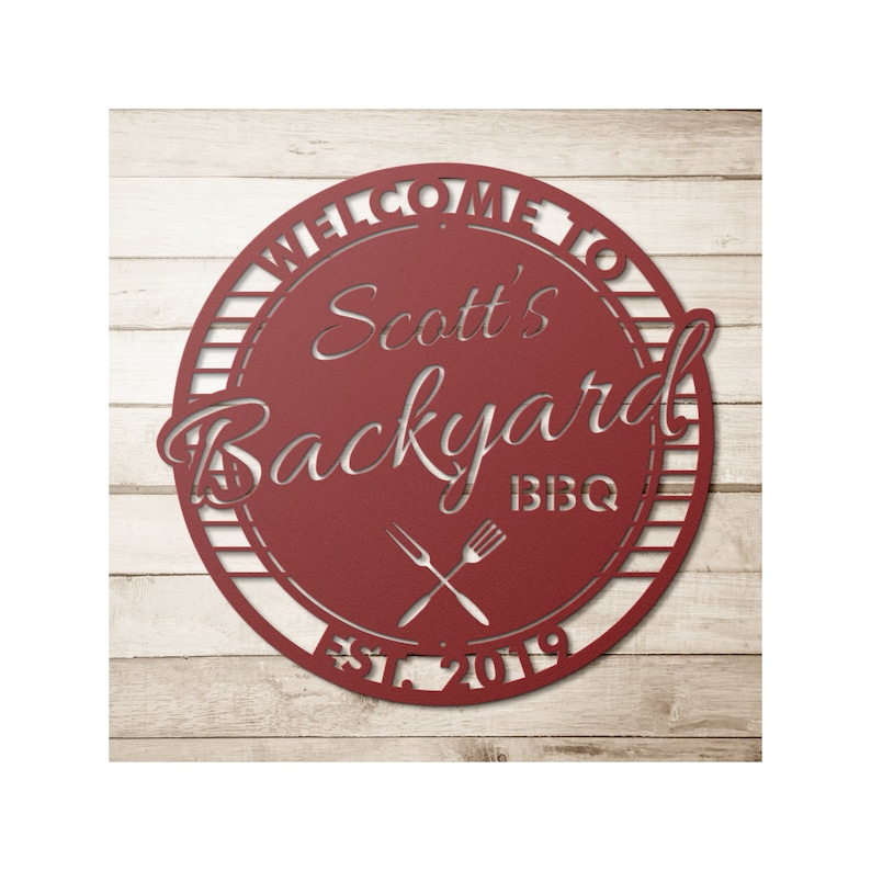 Personalized Metal Backyard BBQ Sign Outdoor Metal Sign - Etsy