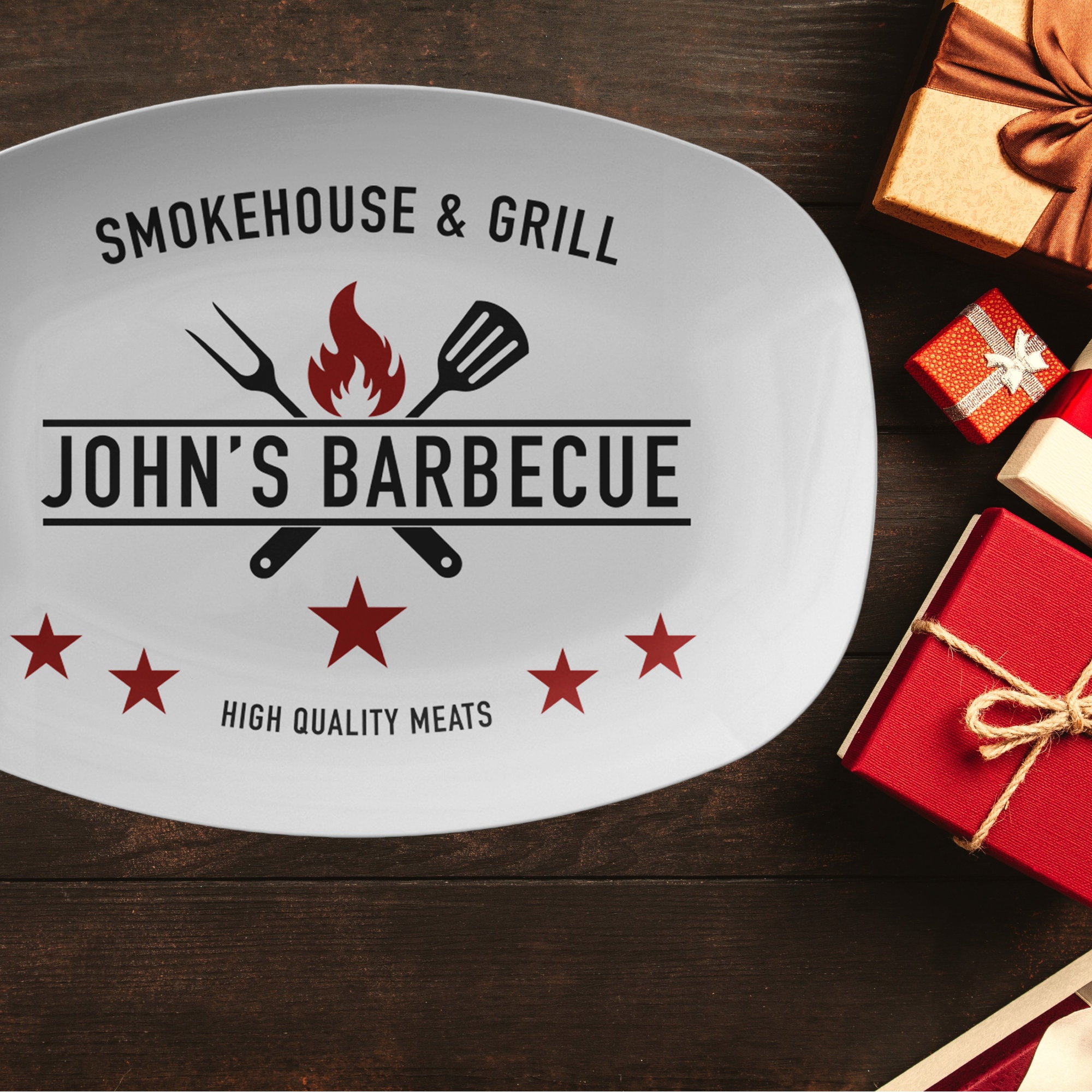 Personalized BBQ Platter Smokehouse & Grill Barbecue Platter With Name ...
