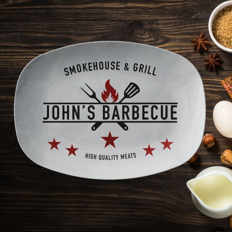 Personalized BBQ Platter Smokehouse & Grill Barbecue Platter - Etsy