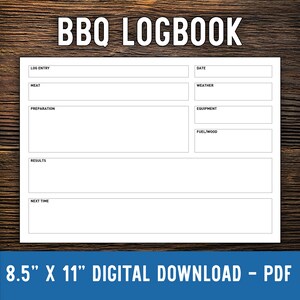 BBQ Logbook | BBQ Journal | Printable PDF Digital Download - Etsy