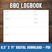 BBQ Logbook BBQ Journal Printable PDF Digital Download - Etsy