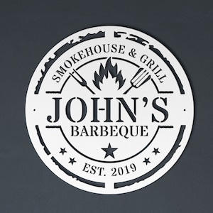 Personalized Metal BBQ Sign Personalized Metal Grilling Sign Outdoor ...