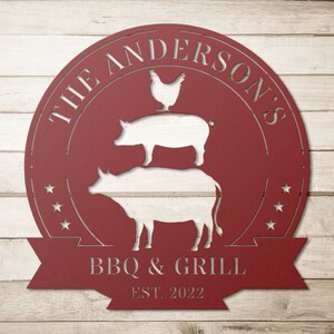 Personalized Metal BBQ Sign Cow Pig Chicken Sign BBQ and Grill Sign ...