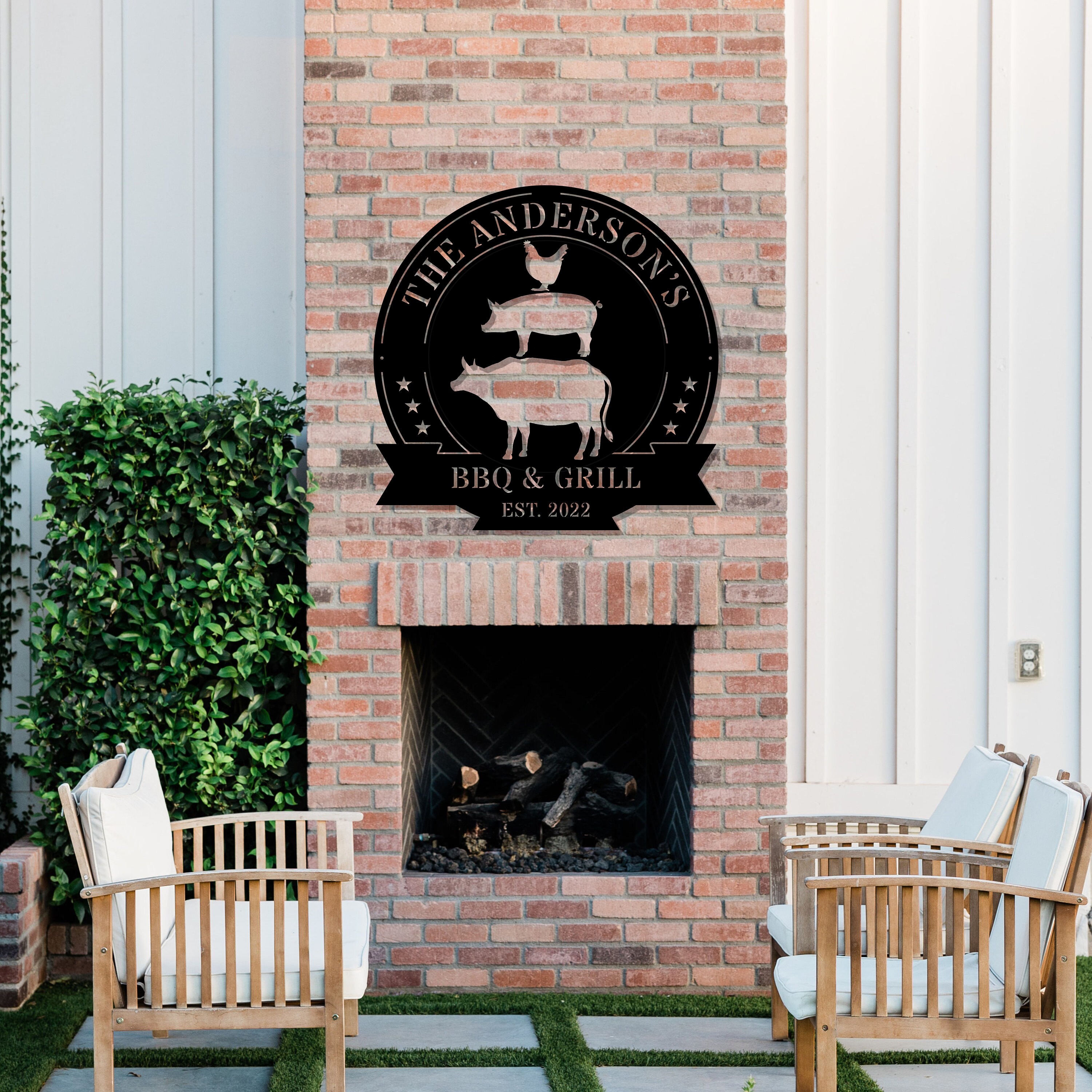 Personalized Metal BBQ Sign Cow Pig Chicken Sign BBQ and Grill Sign ...