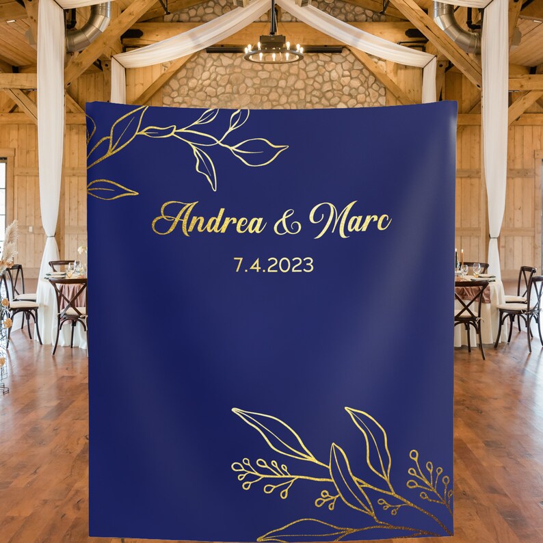 Gold Floral Wedding Photo Backdrop Rehearsal Dinner Backdrop Wildflower ...