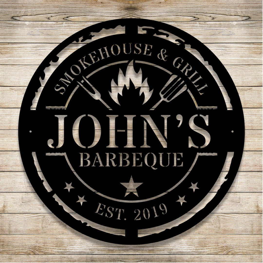 Personalized Metal BBQ Sign Personalized Metal Grilling Sign Outdoor ...