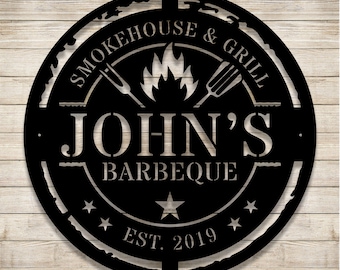 Personalized Metal Backyard BBQ Sign Outdoor Metal Sign Personalized ...