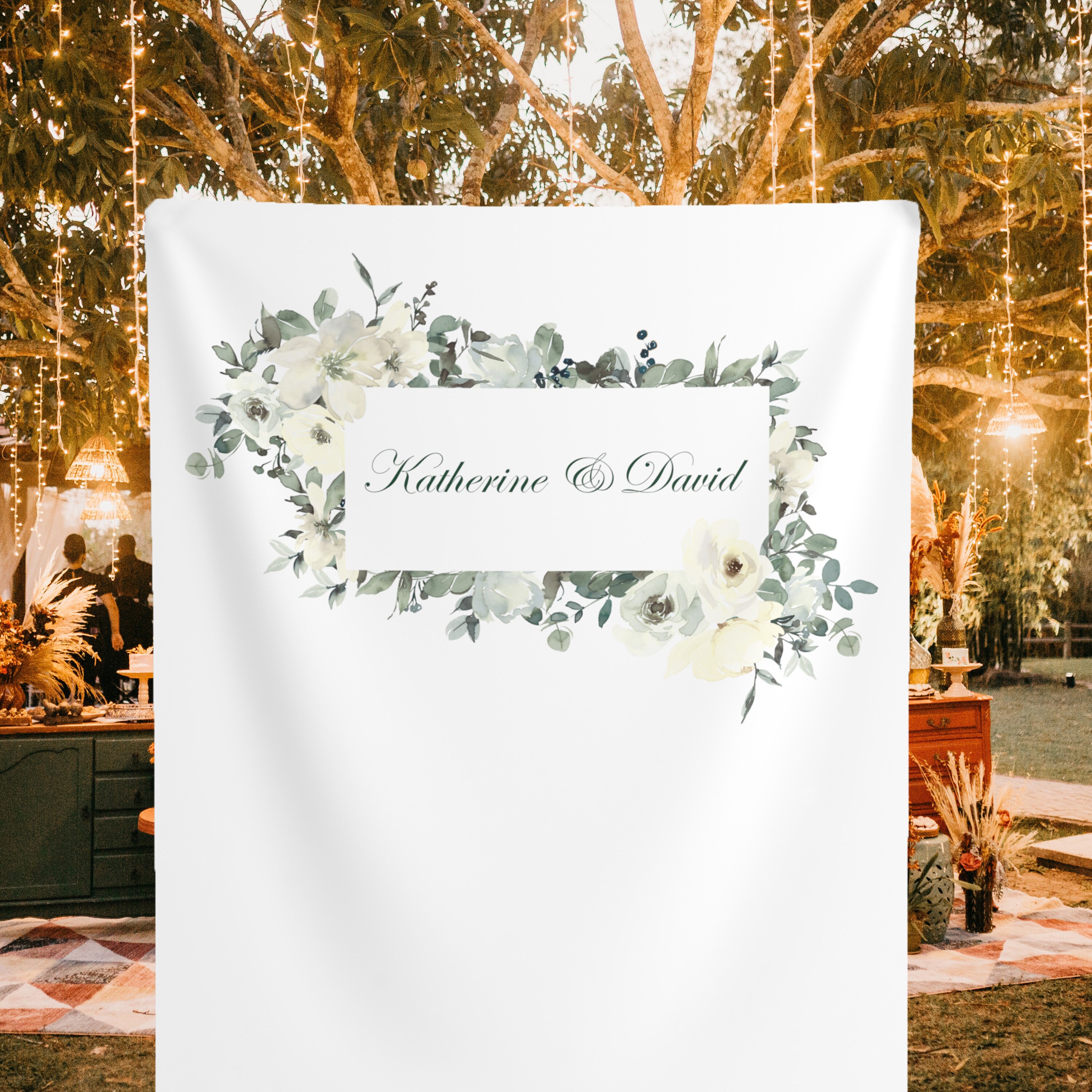 Personalized Wedding Photo Backdrop Ivory Wedding Decor - Etsy