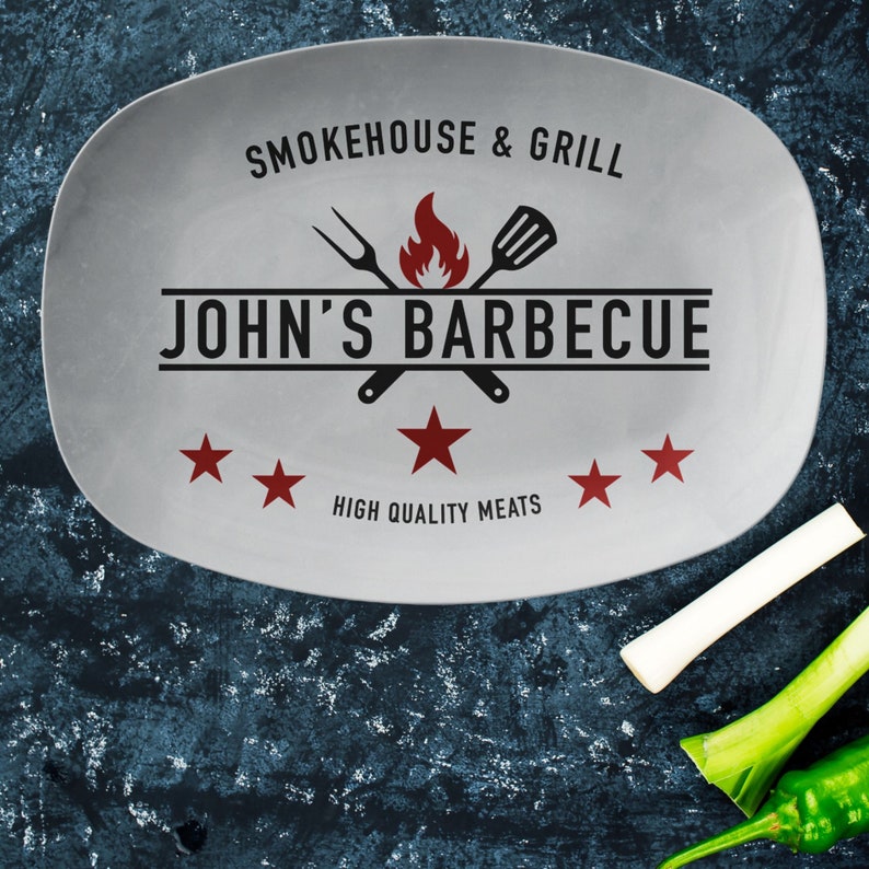 Personalized BBQ Platter Smokehouse & Grill Barbecue Platter - Etsy