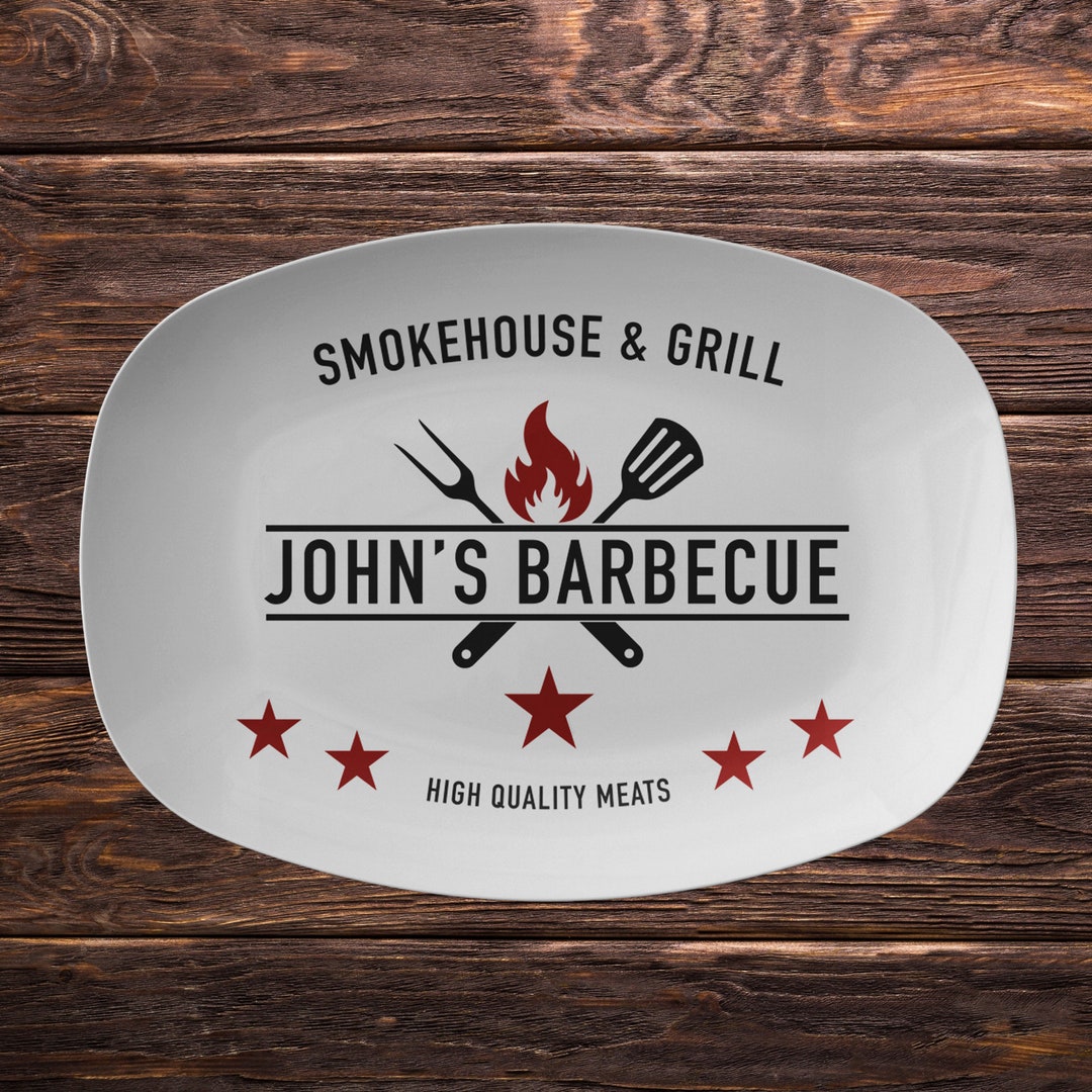 Personalized BBQ Platter Smokehouse & Grill Barbecue Platter With Name ...