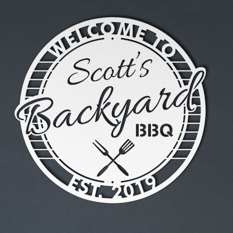 Personalized Metal Backyard BBQ Sign Outdoor Metal Sign Personalized ...