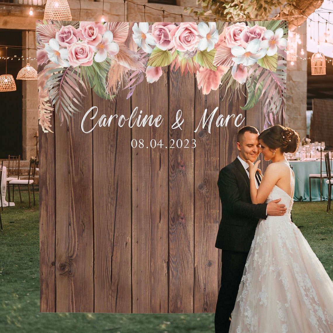 Rustic Wedding Photo Backdrop | Boho Engagement Backdrop | Wood and ...