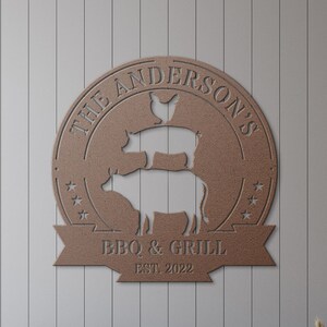 Personalized Metal BBQ Sign Cow Pig Chicken Sign BBQ and Grill Sign ...