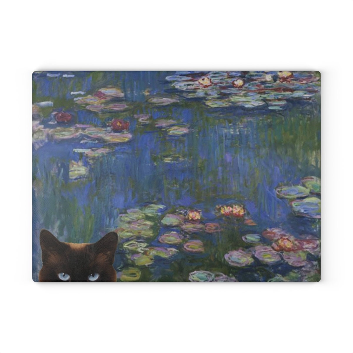 Edgar Degas Water Lilies With Peeking Cat Cutting Board Peeking Cat ...