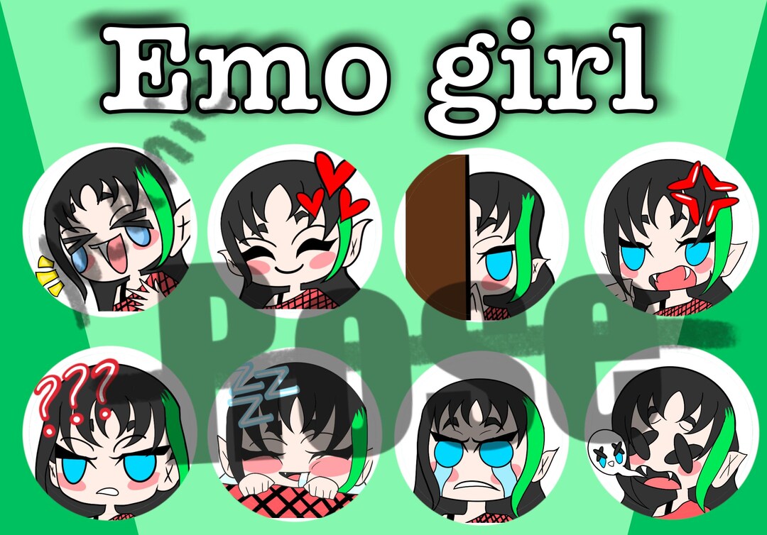 Emo Girl Emojis for Discord or Twitch 8 Pack or Digital Emotion ...