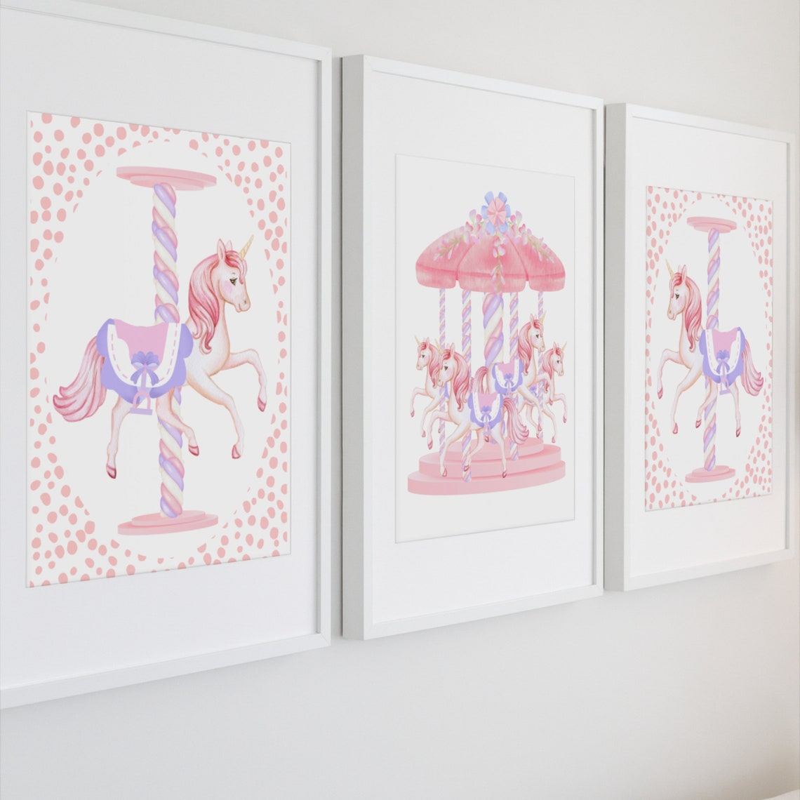 Carousel Nursery Prints Carousel Horse Prints Pink Carousel Printable ...
