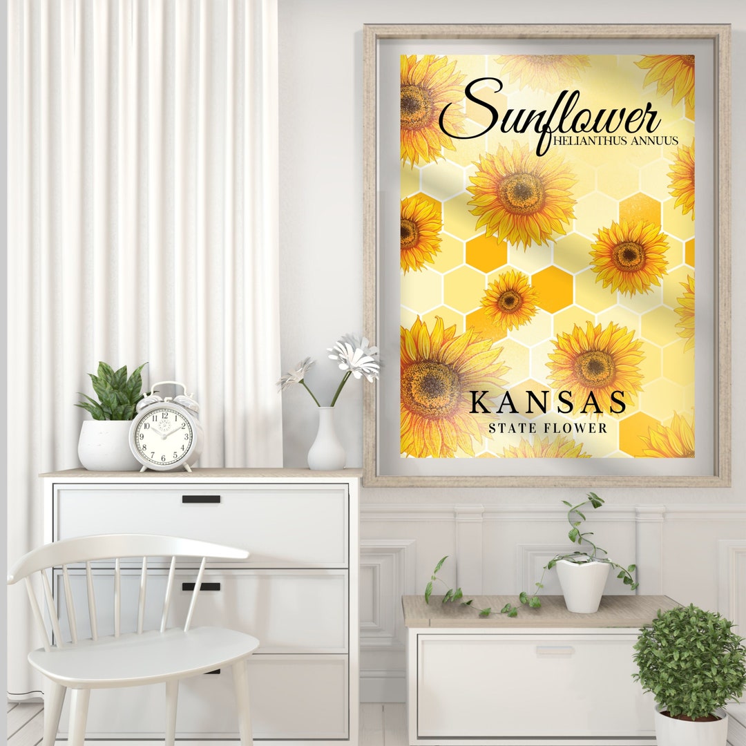 Kansas State Flower Print Sunflower Poster USA Travel Destination ...