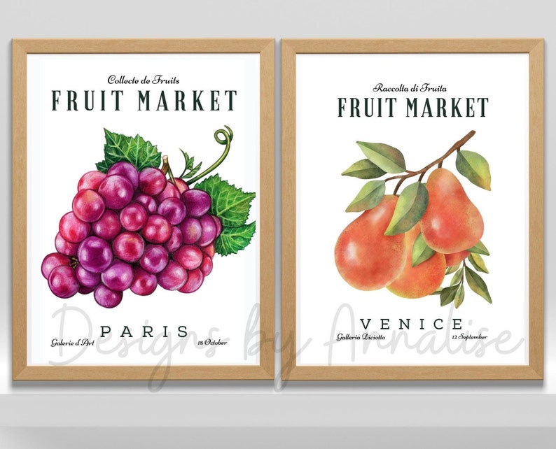 Fruit Market Print Set Fruit Market Wall Art Fruit Market Posters ...