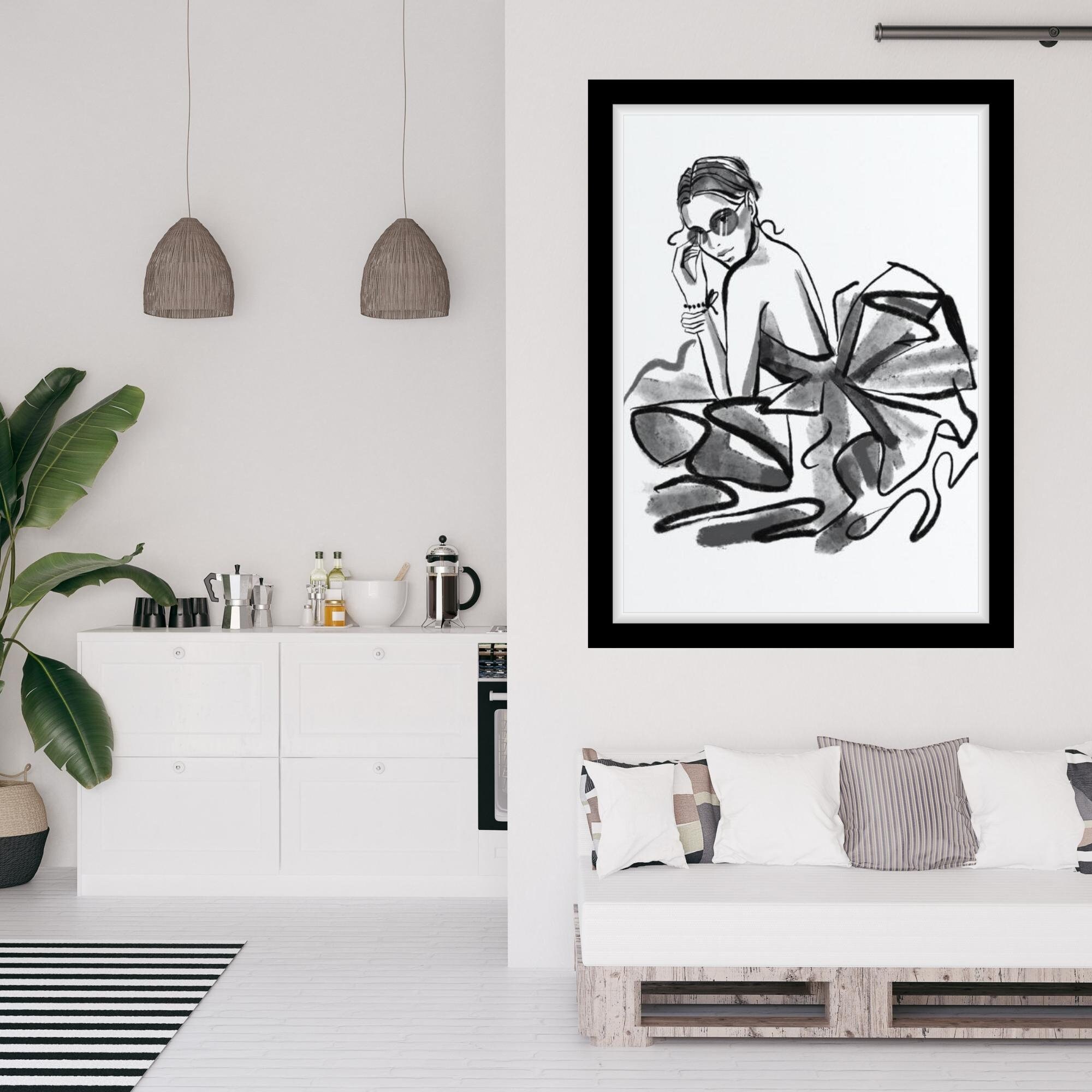 Fashion Model Prints Fashion Sketch Prints Fashionista Wall Art Black ...