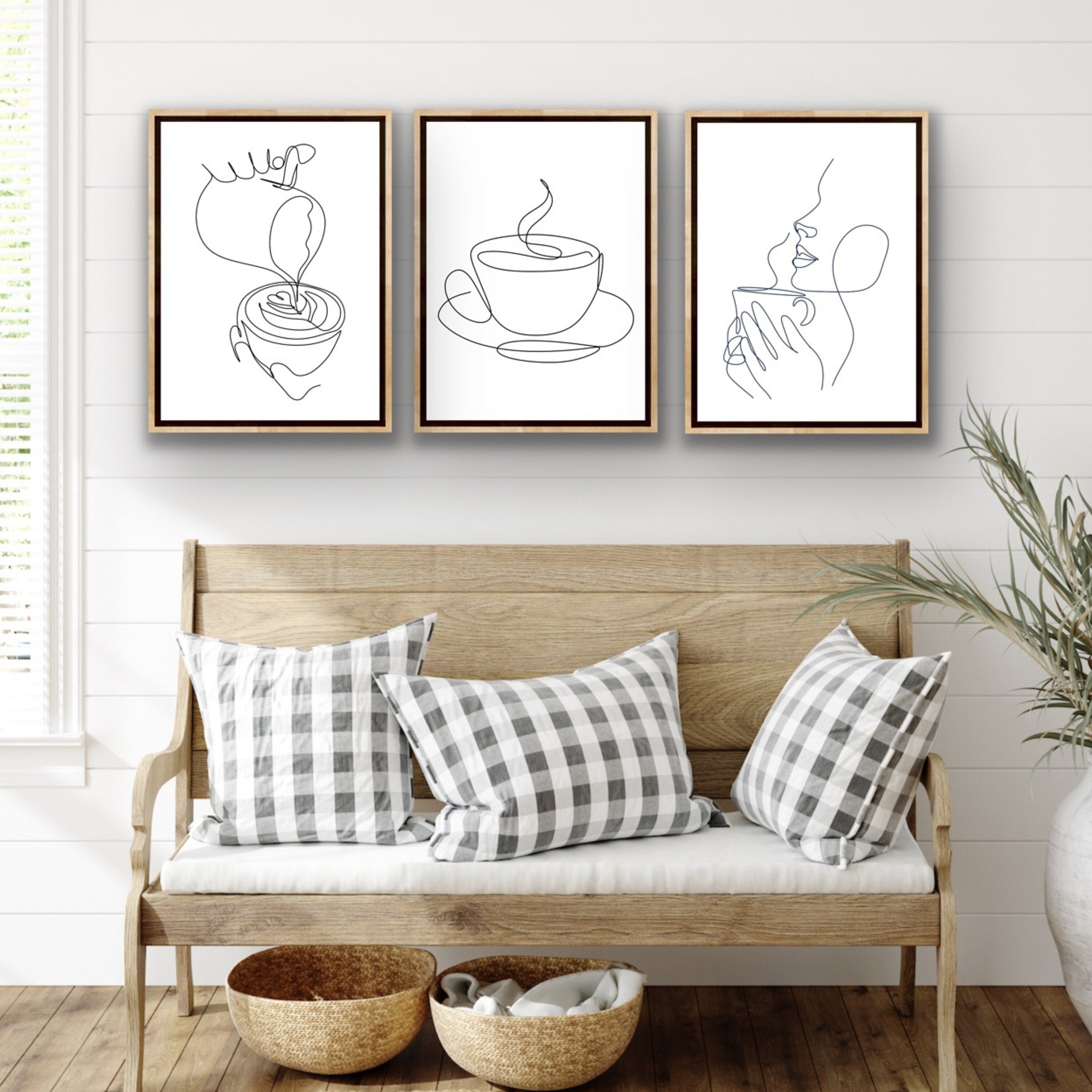 Coffee Bar Printable Coffee Shop Poster One Line Art Set - Etsy