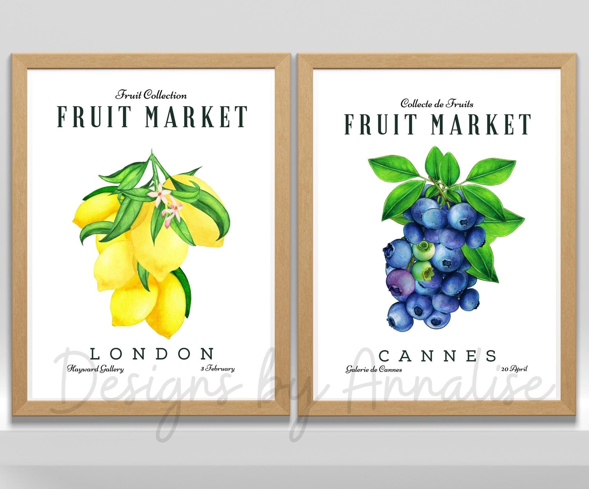Fruit Market Print Set Fruit Market Wall Art Fruit Market Posters ...