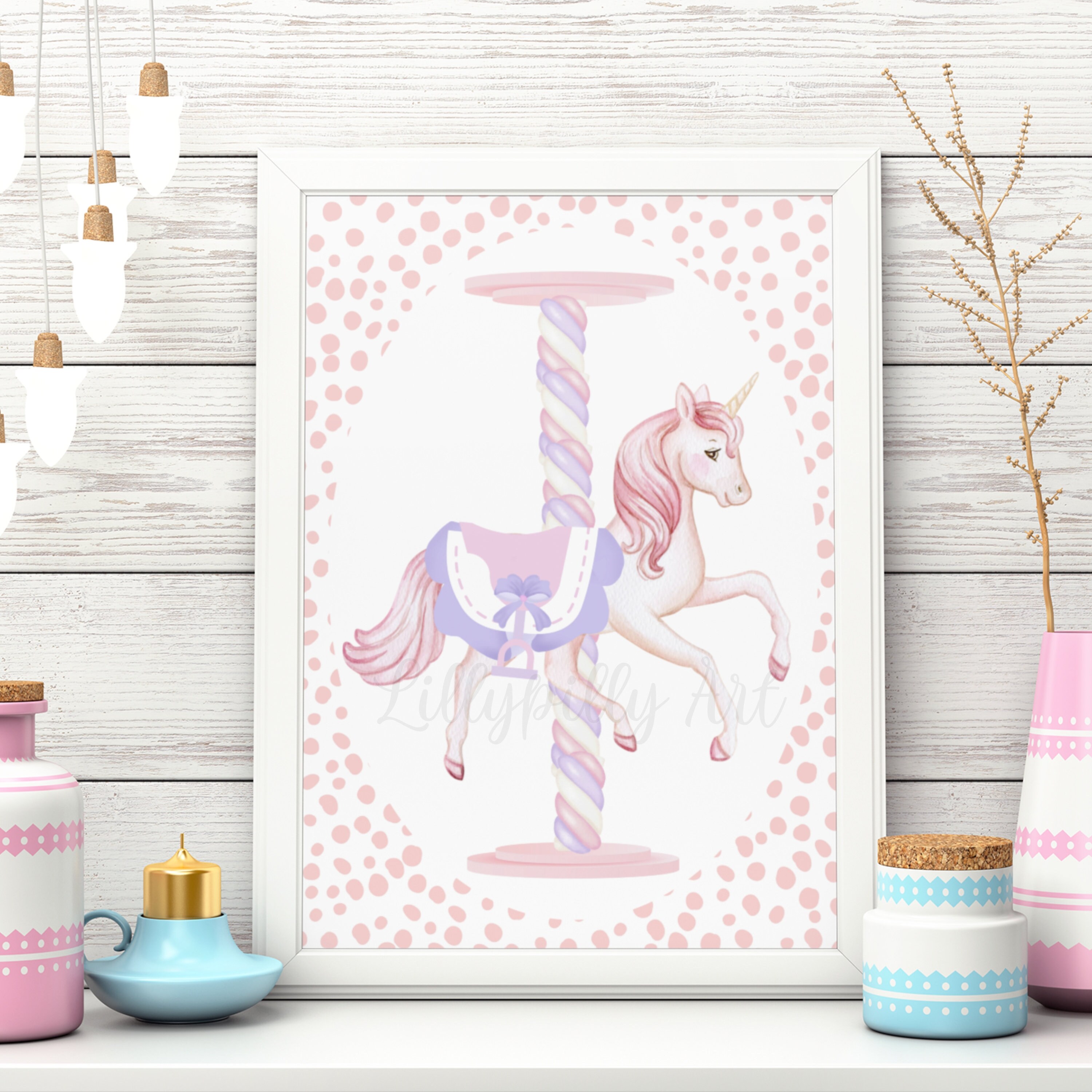 Carousel Nursery Prints Carousel Horse Prints Pink Carousel Printable ...