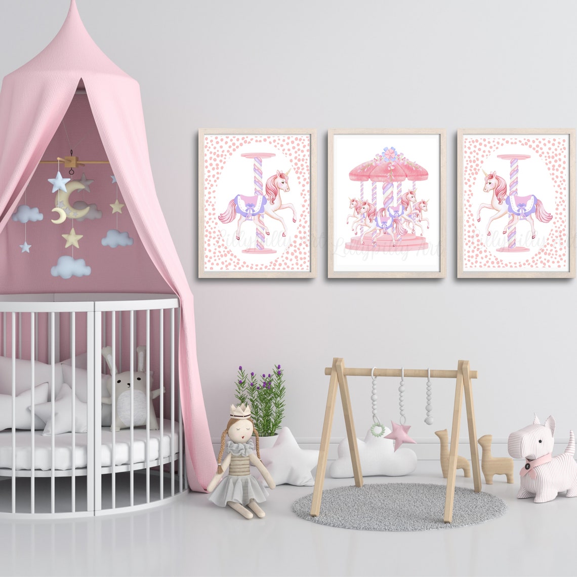 Carousel Nursery Prints Carousel Horse Prints Pink Carousel Printable ...