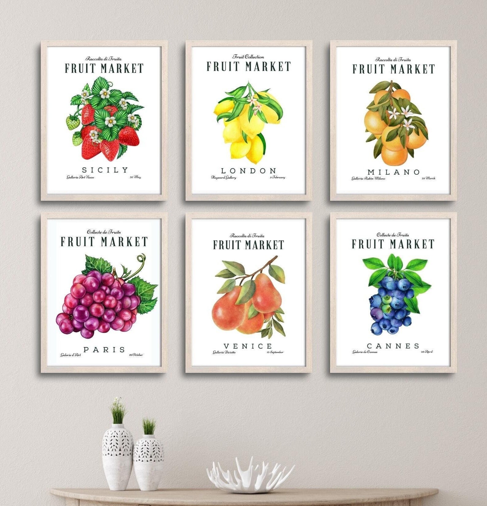 Fruit Market Print Set Fruit Market Wall Art Fruit Market Posters ...