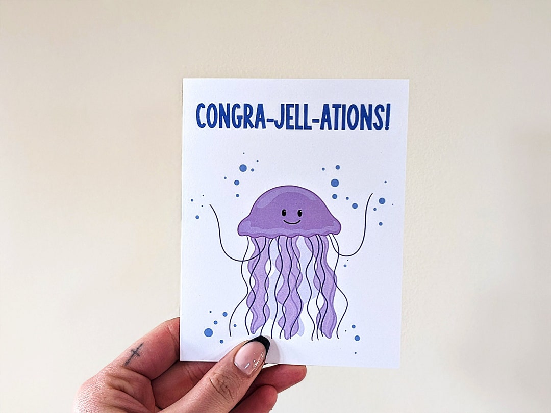 Congratulations Card Greeting Card Jellyfish Design Cute Card Funny ...