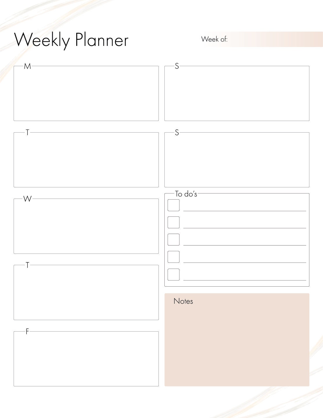 Printable Weekly Planner, Minimalistic Design, Instant Download. A4/a5 ...