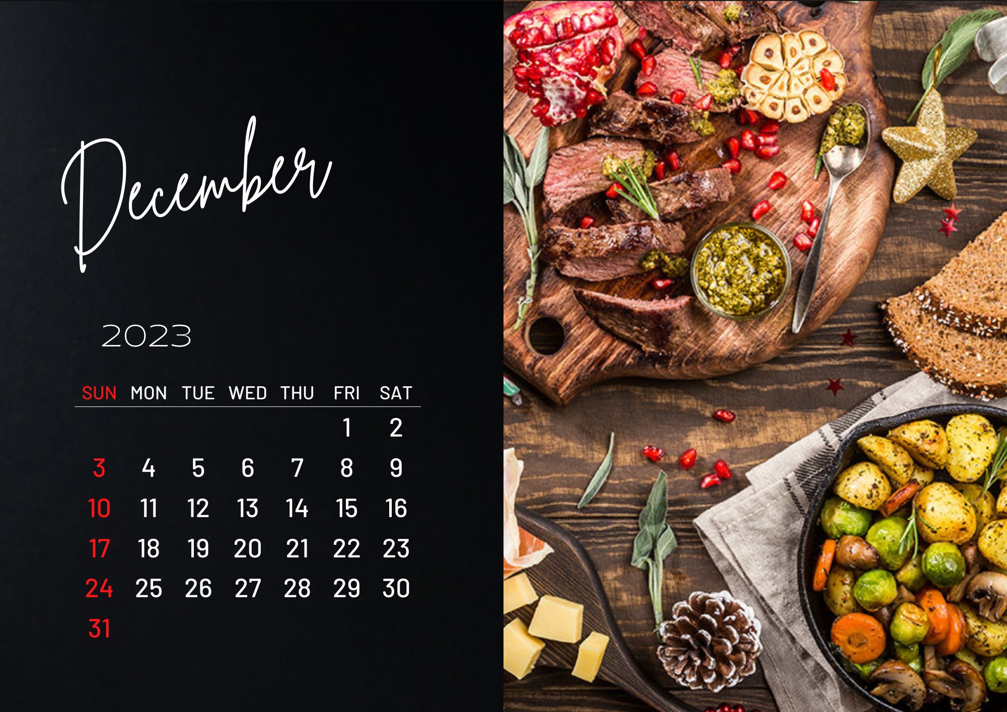 Gourmet Food Calendar 2023 - Etsy