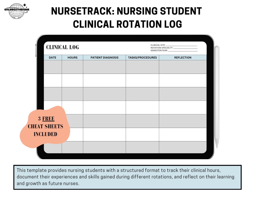 Nursing Student Clinical Rotation Log, Clinical Hours Tracker, Future ...