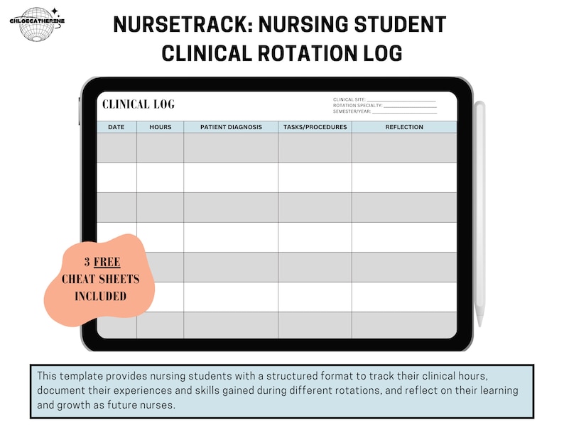 Nursing Student Clinical Rotation Log, Clinical Hours Tracker, Future ...