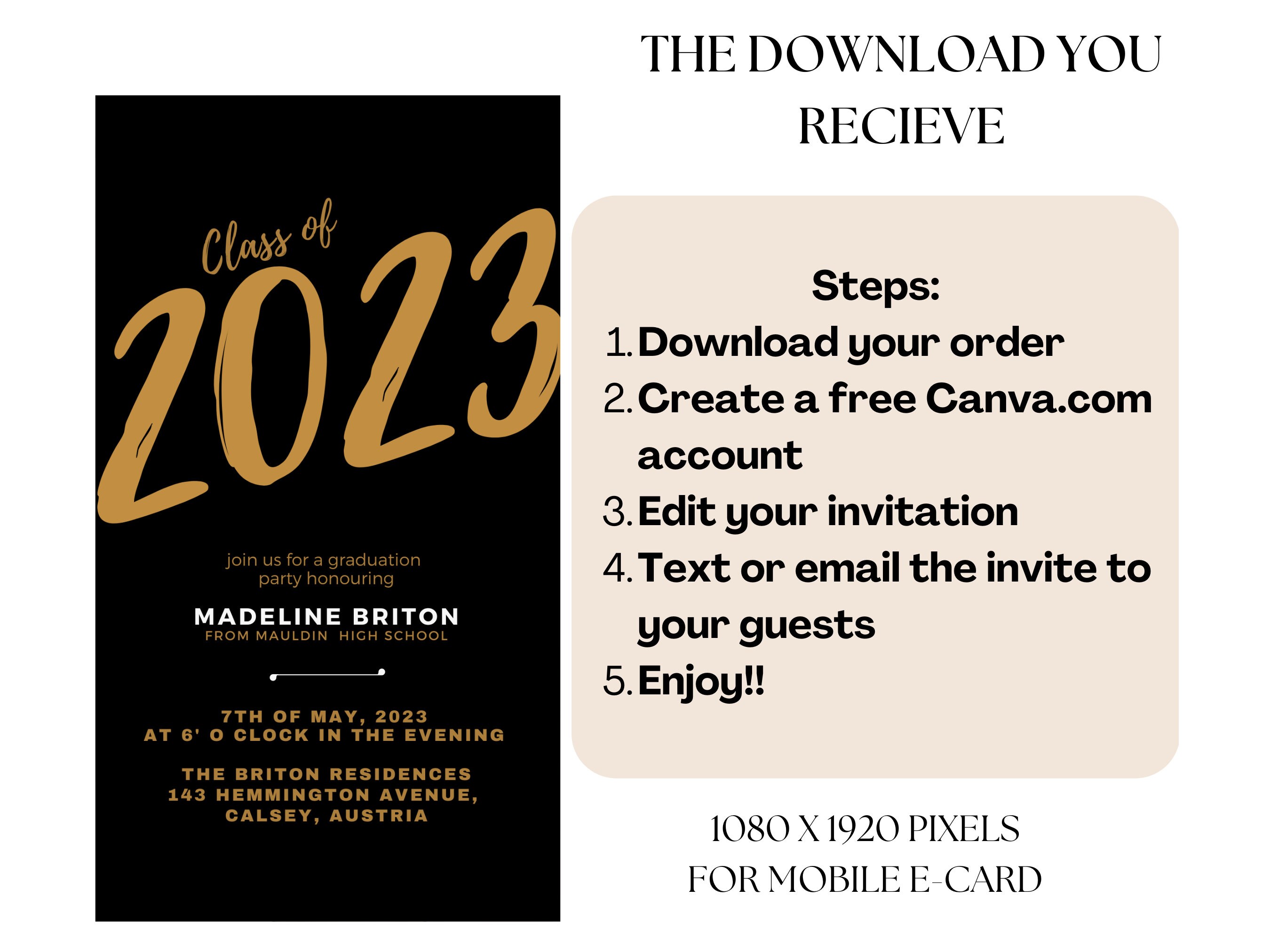 Graduation Invitation Template, Class of 2023, Editable Graduation ...