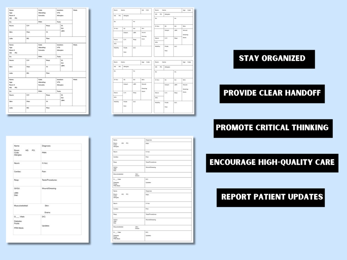 Nursing Report Sheet Bundle, Comprehensive Nurse Report Sheets, Nurse ...